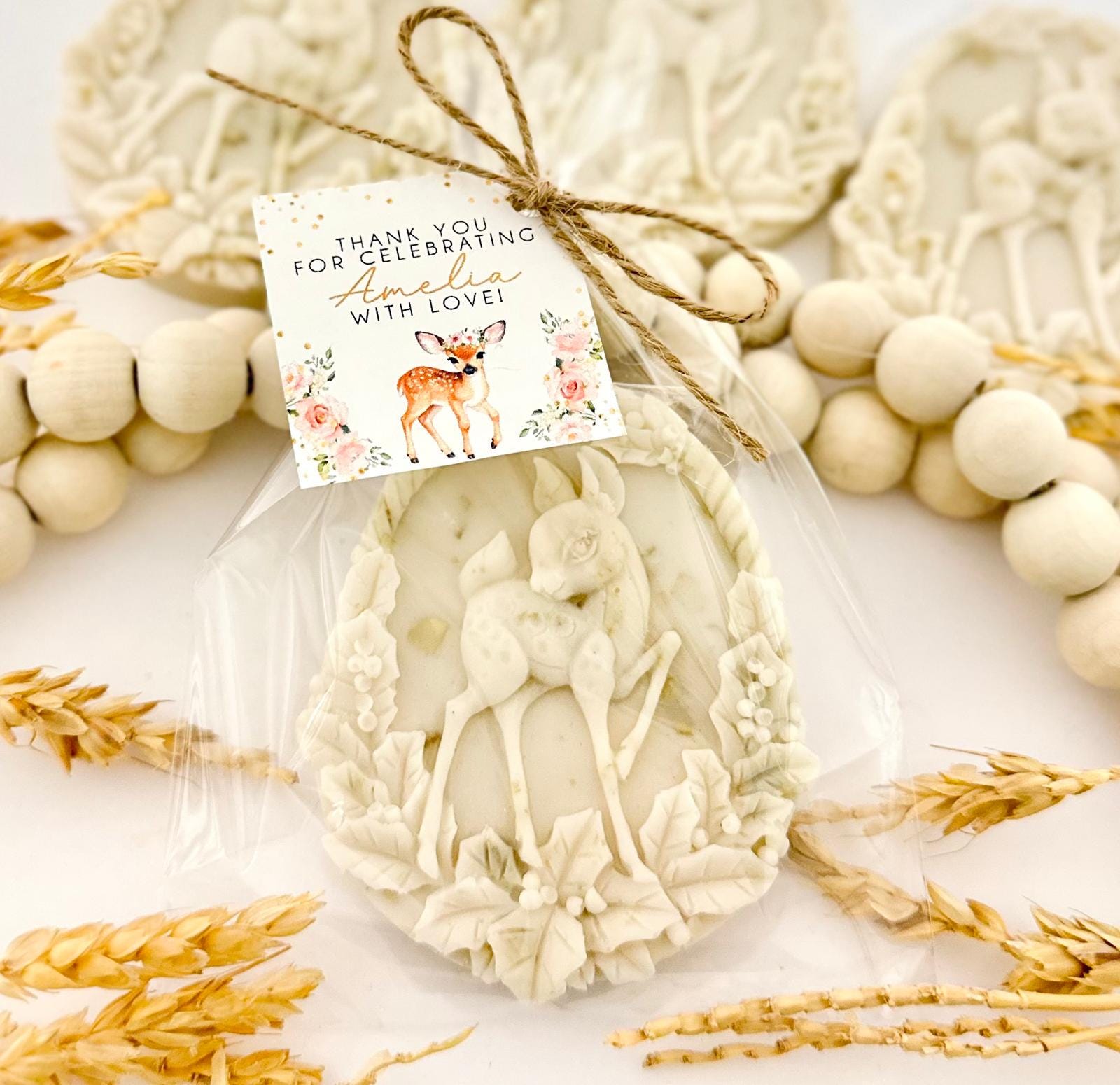 Elegant Deer Soap Favors - Woodland Baby Shower Party, Girl Almost Here ...