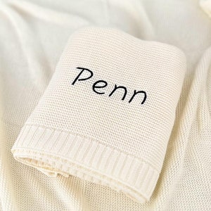Knit Baby Blanket With Name - Embroidered Baby Girl Gift Personalized ...