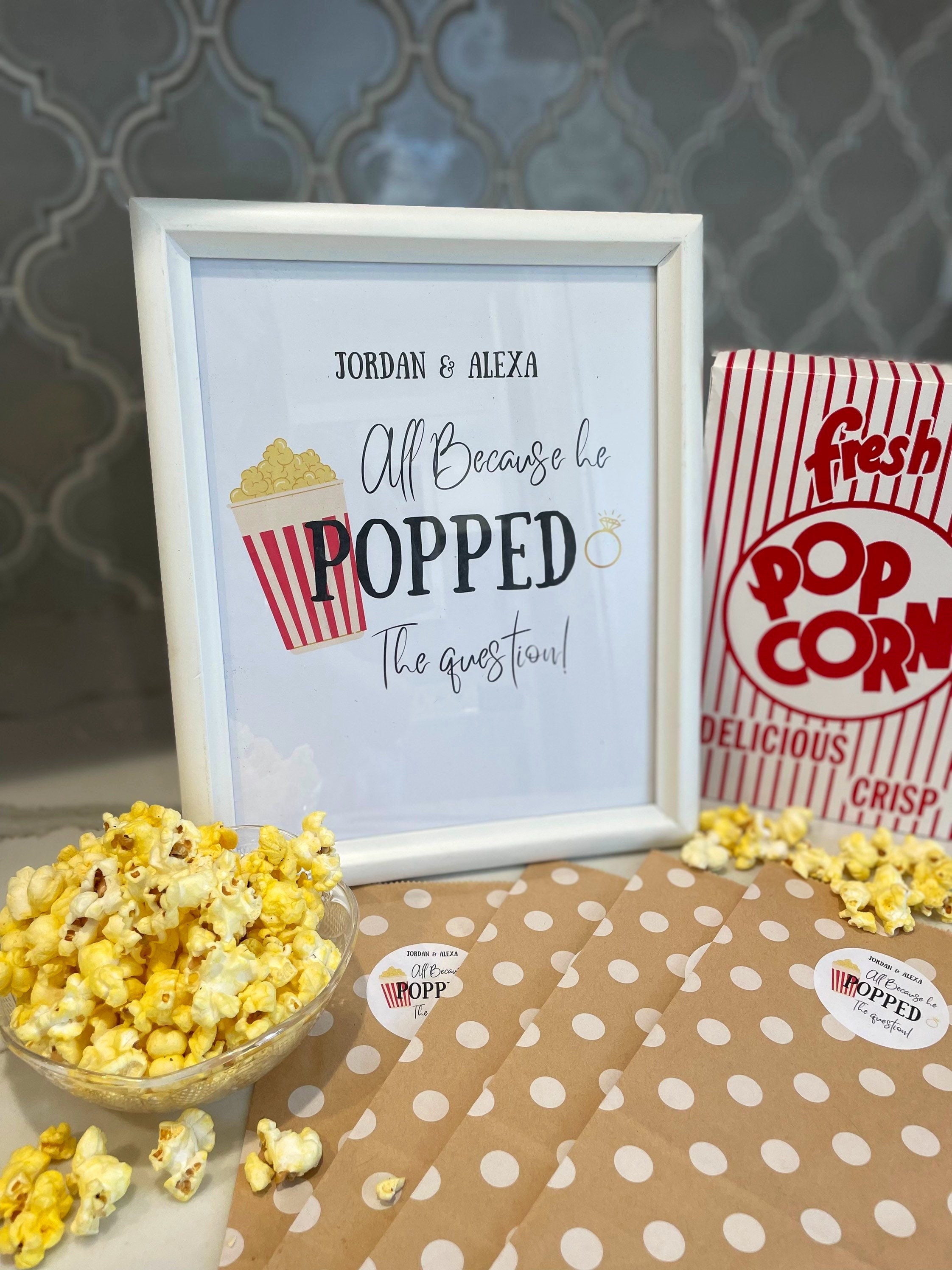 All Because He Popped the Question Popcorn Bar Wedding Sign - Etsy