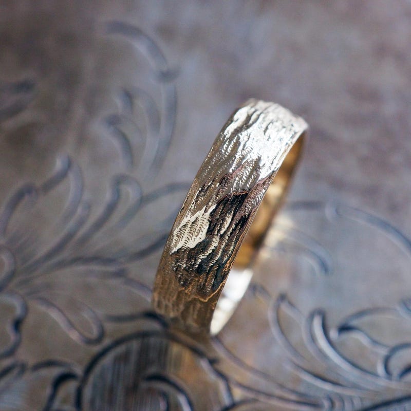 Bark Texture Ring - Etsy