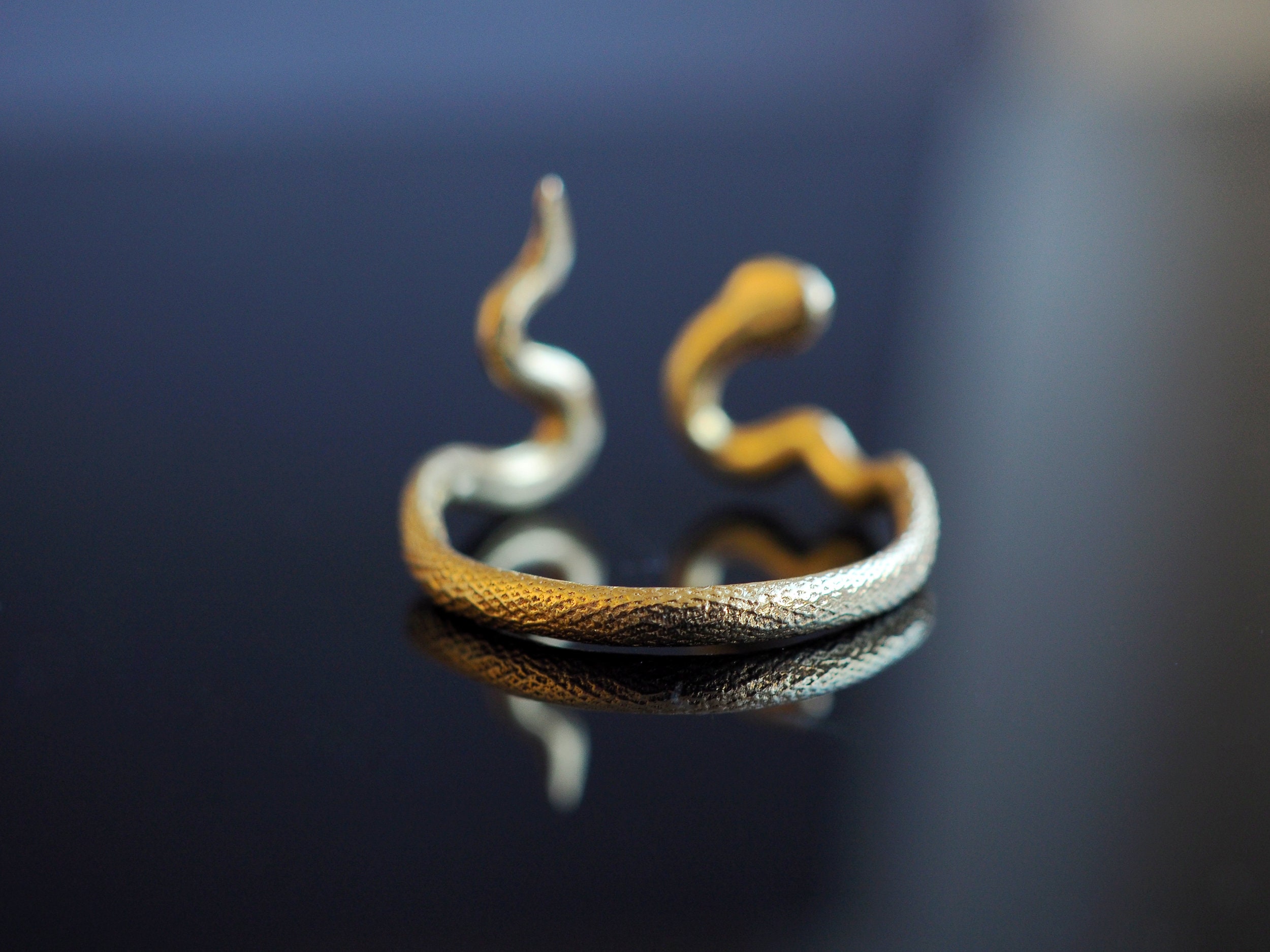 Winding Snake Stacking Ring in Brass Sterling Silver Solid - Etsy