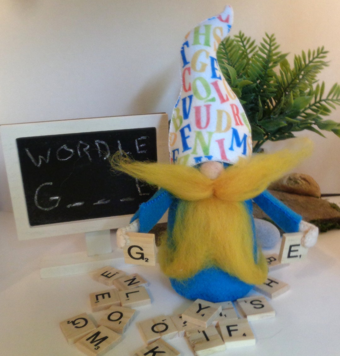 Wordle Inspired Gnome With Letters on Hat and in Hand, OOAK Handmade ...