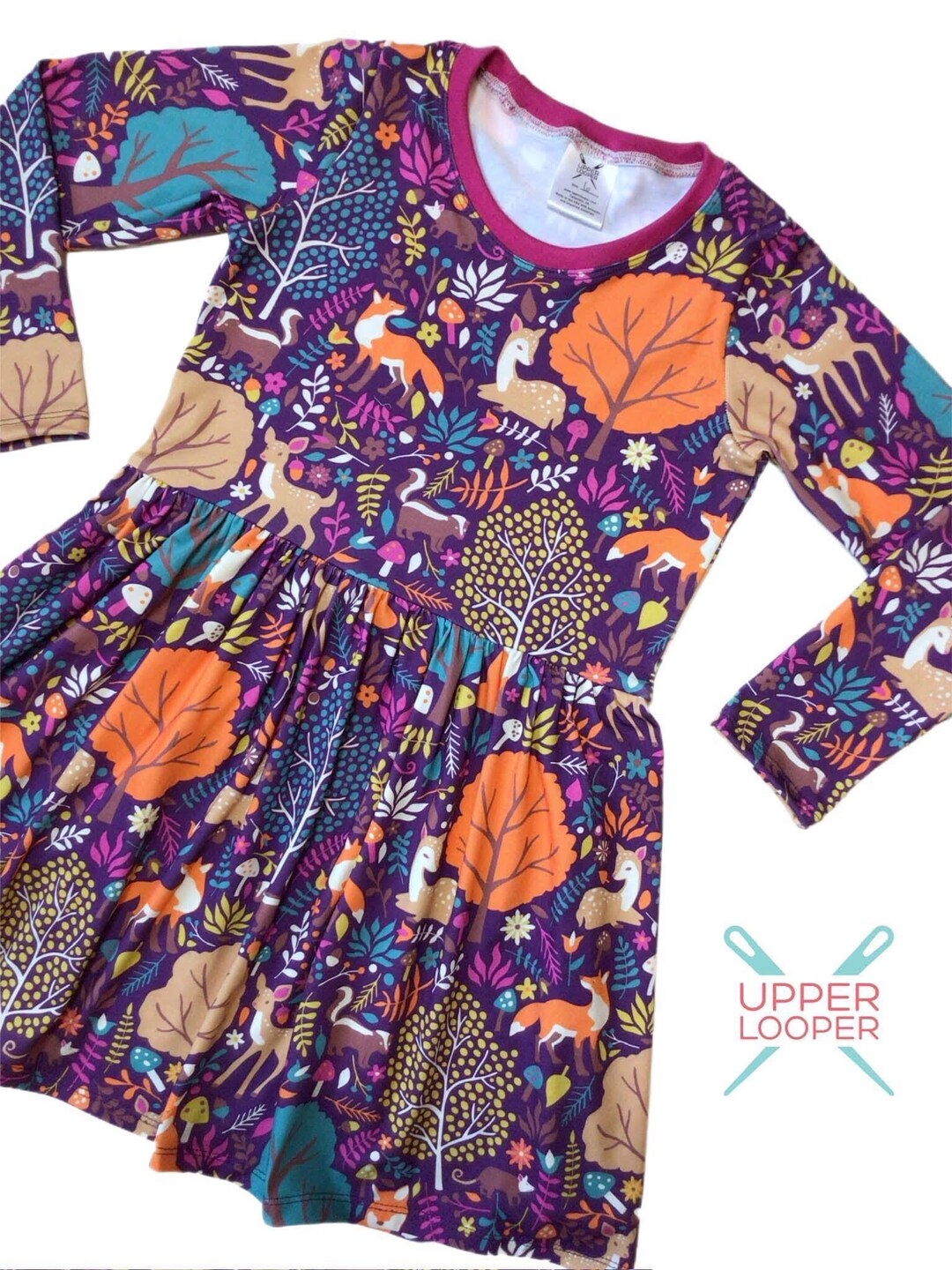 Girls Cute Fall Dress - Fall Forest Dress - Fall Animals Dress ...