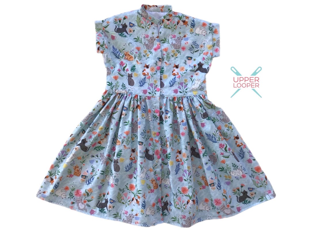 Girls Spring Cat Print Dress - Cat Lover Dress - Toddler Cat Dress ...