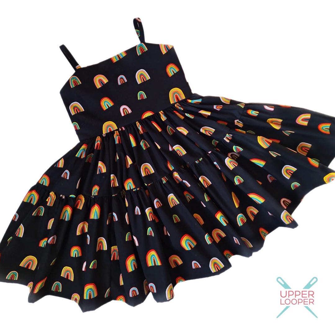 Girls Rainbow Dress Little Girls Twirl Dress Rainbow Print Dress ...