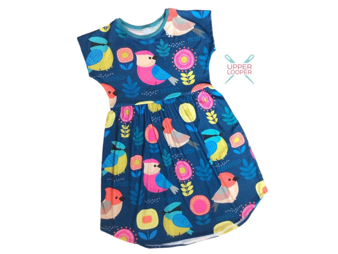 Girls Bright Blue Bird Dress Girls Bird Dress Girls Birthday Gift Girls ...