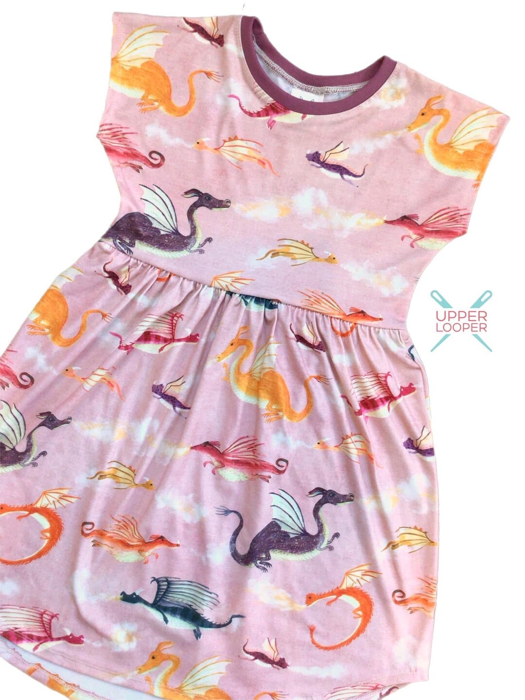 Girls Pink Dragon Print Dress - Girls Whimsical Dress - Girls Dragon ...