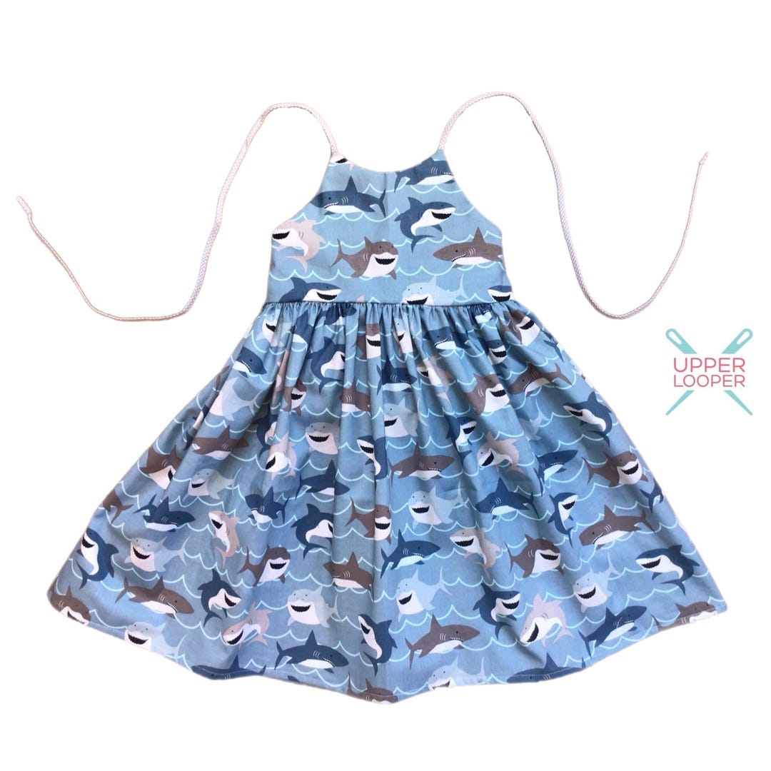Girls Shark Dress: Cotton Sea Creature Sundress - Etsy