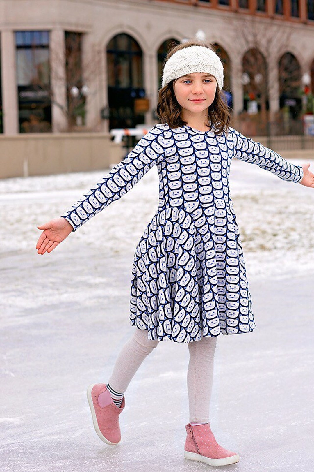 Girls Cat Dress Girls Dress With Cats Twirl Dress With Cats Girls Twirl ...