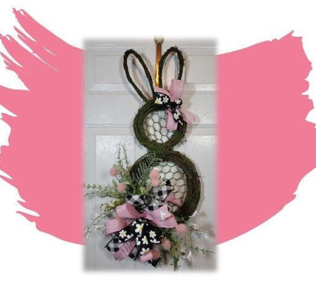 Mossy Grapevine Bunny Wreath, Mossy Rabbit Wreath, Spring Easter Bunny ...