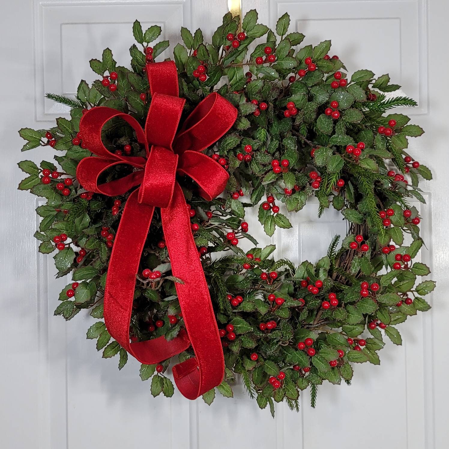 Mistletoe Wreath Winter Red Berry Mistletoe Wreath Holiday - Etsy
