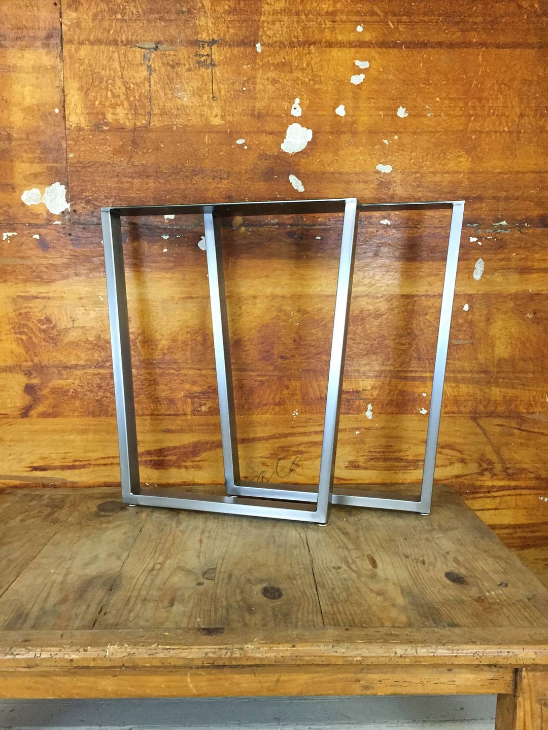 Metal Table Legs Trapezoid Frame 1x2 Set of 2. Brushed Silver - Etsy