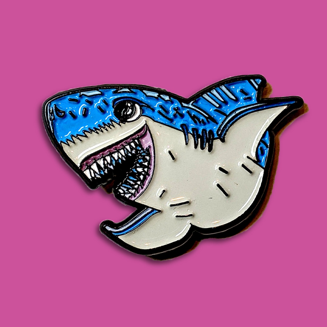 Jaws Happy Shark |shark Enamel Pin | Soft Enamel Pin | Jaws Enamel Pin ...