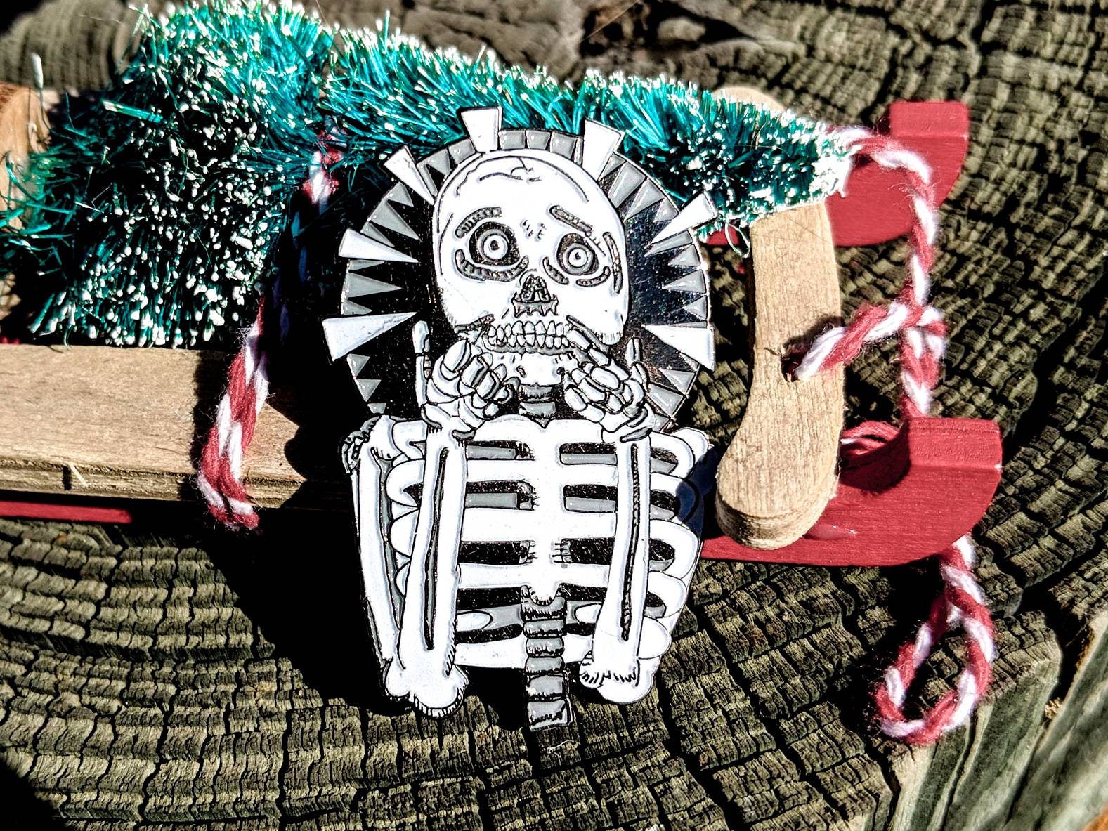 Halloween Pin Skull Pin Scaredy Skeleton Pin Skull Pin | Etsy