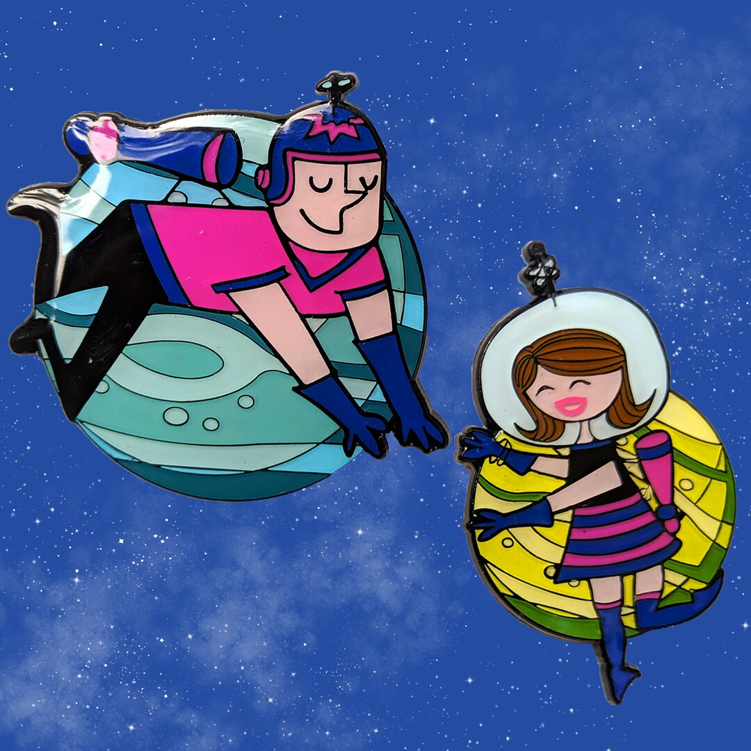 Astro Couple Pins | Vintage Retro Space Lovers Astronauts Soft Enamel ...