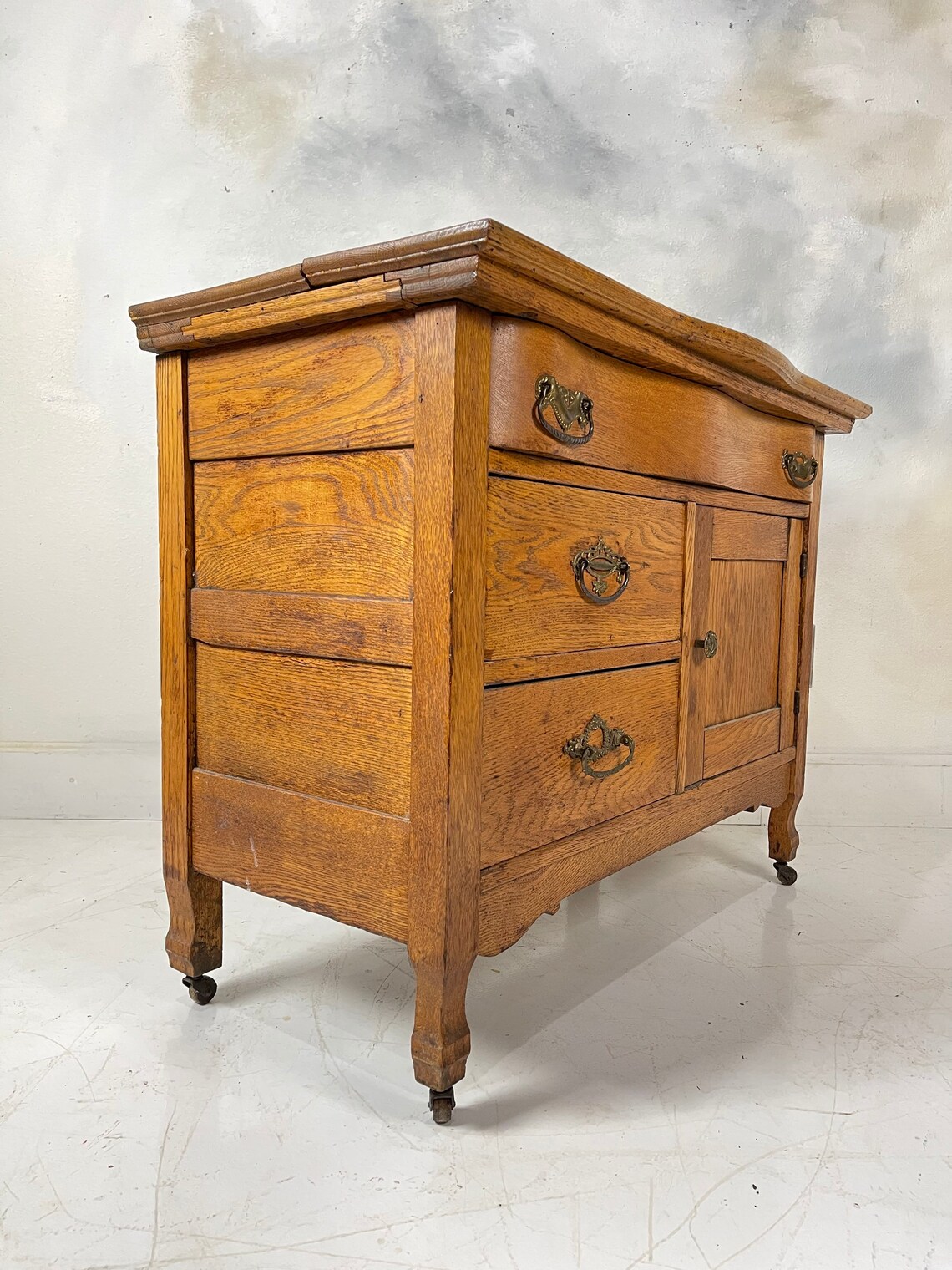 Oak Bathroom Vanity, Bowed Drawer Cabinet, Washstand - Etsy