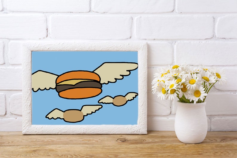 Bob's Burgers Art Flying Burgers Poster Framed Art | Etsy
