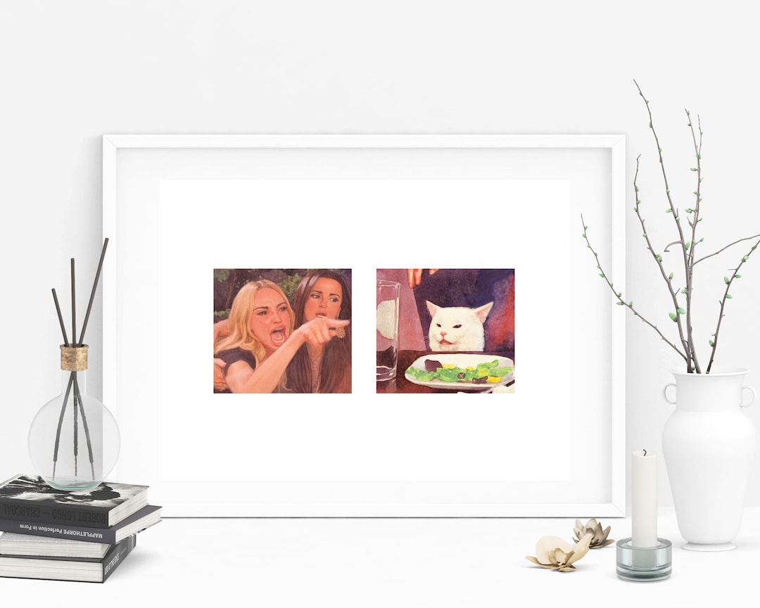 Woman Yelling at Cat Eating Salad Meme, Framed Print, Real Housewives ...