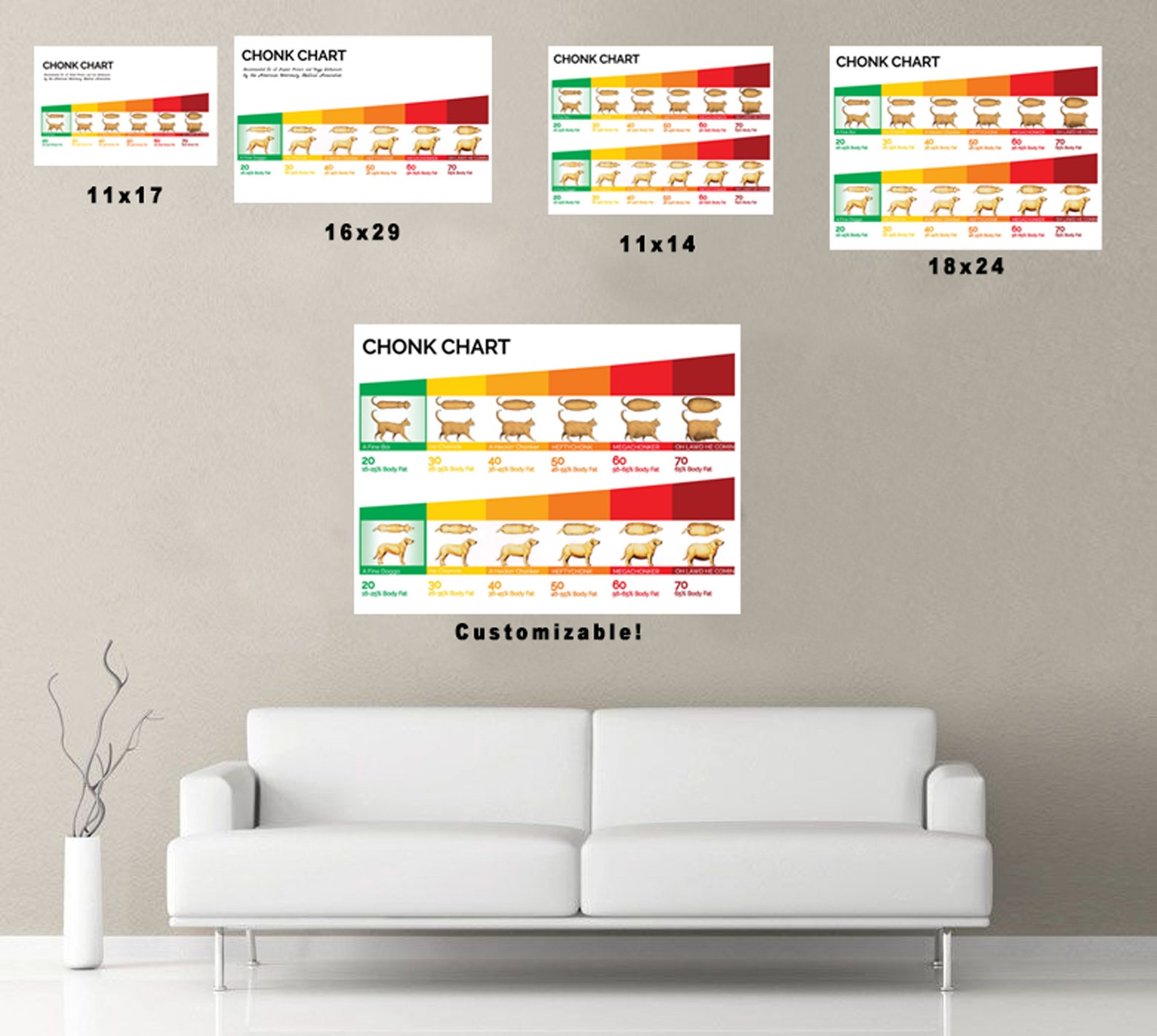 CHONK Chart Chonk Chart Print Fine Boi Good Doggo Cat - Etsy France