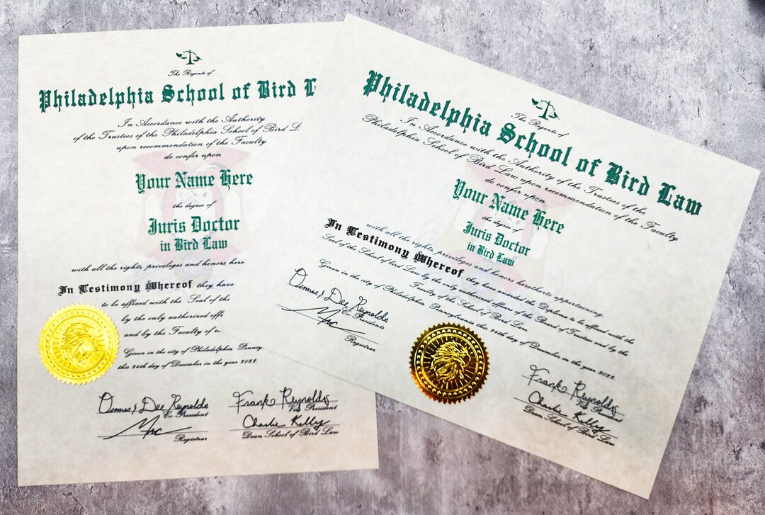 Bird Law Diploma - Always Sunny - Custom Diploma - IASIP - Philadelphia ...