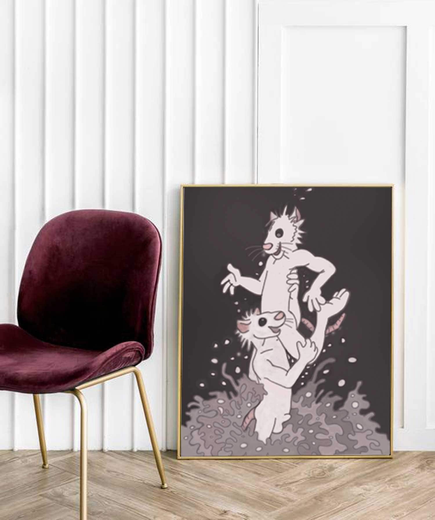 John Oliver Rat Erotica Watercolor Prints, Framed Print, Wet Fur ...