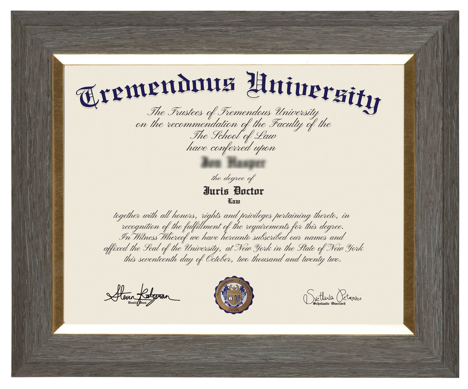 Custom Fake Diploma Framed Custom Replica Law School - Etsy