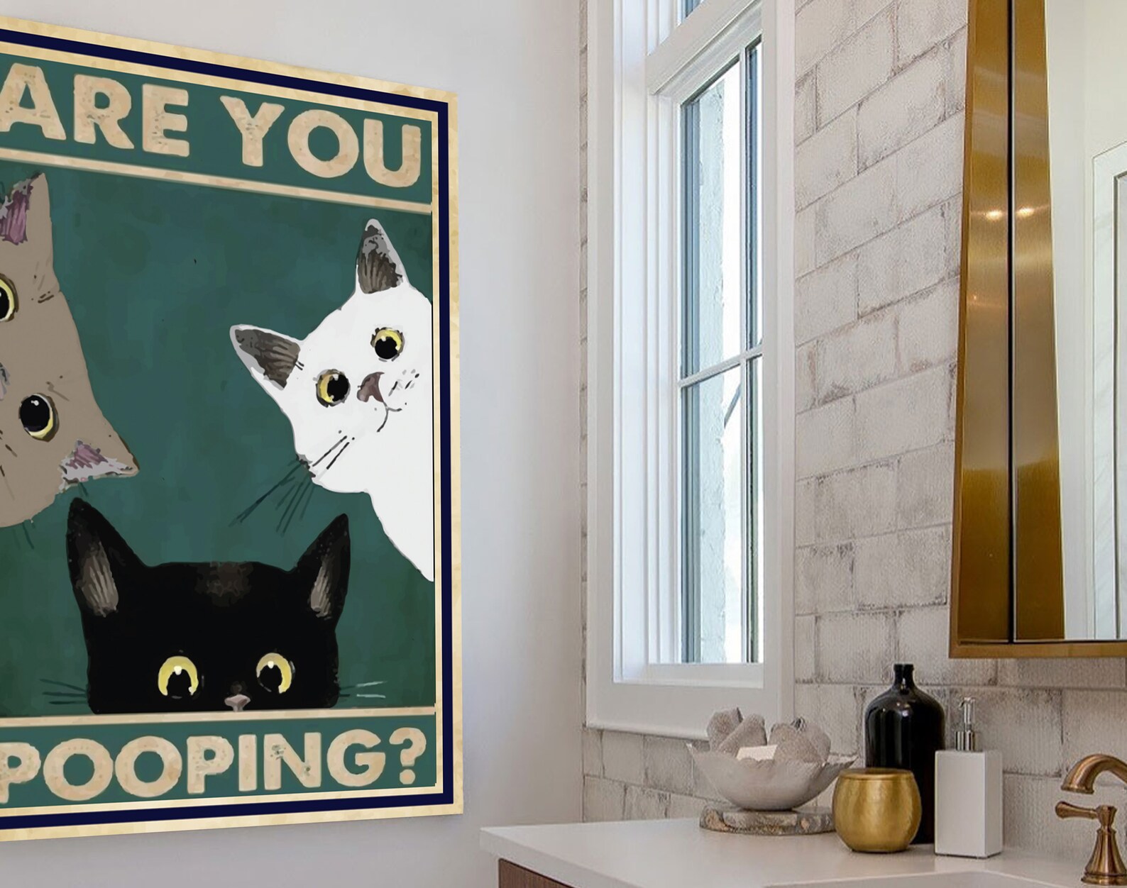 Are You Pooping Black Cat Art Canvas Toilet Decor - Etsy
