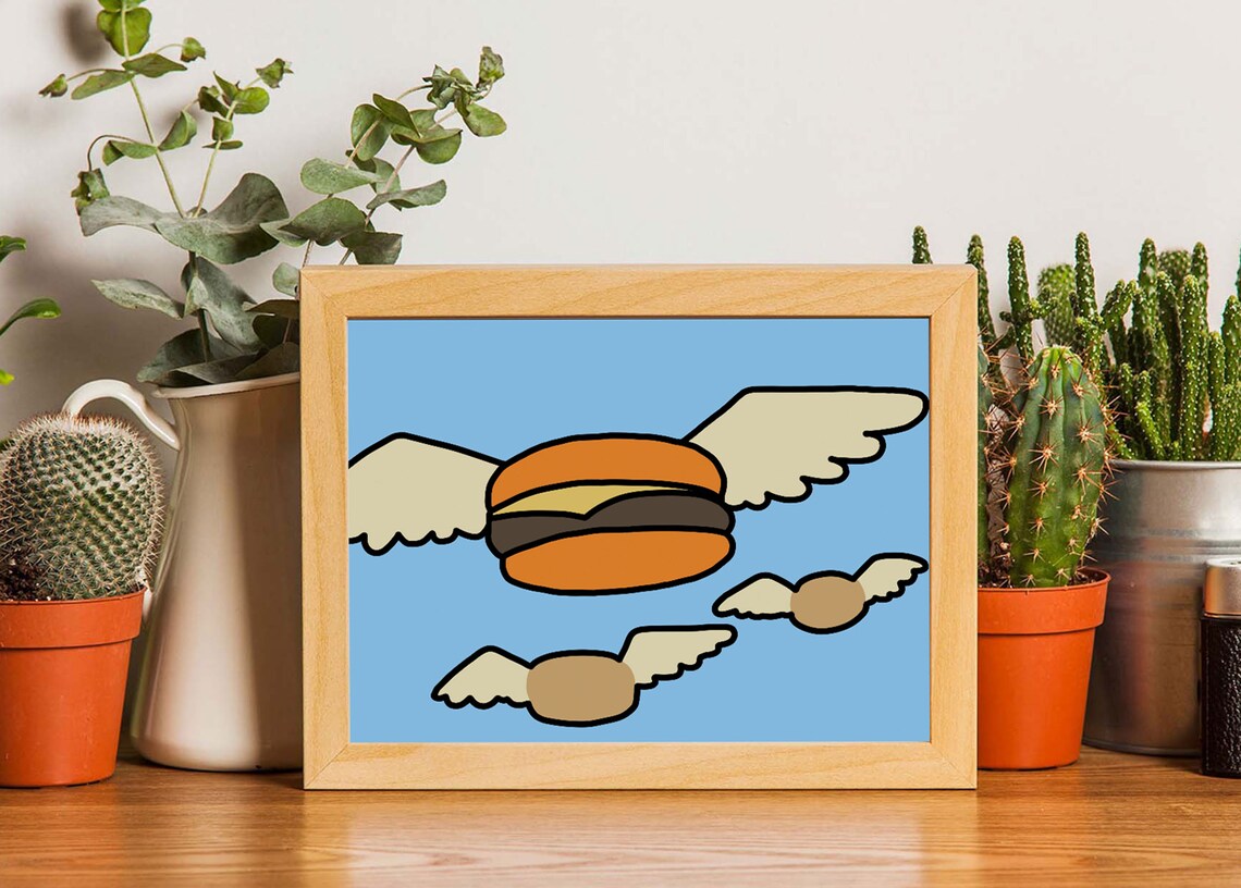 Bob's Burgers Art Flying Burgers Poster _ Framed Art | Etsy
