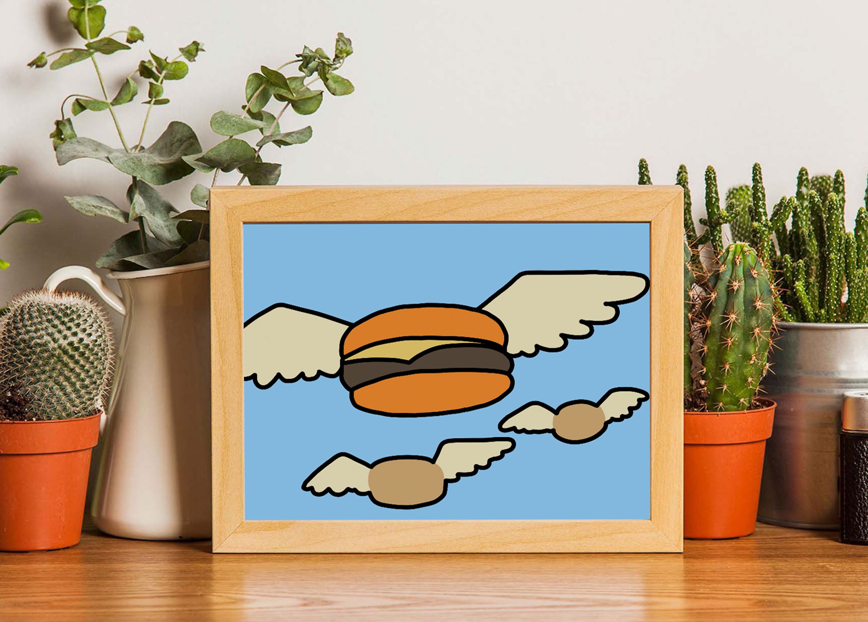 Bob's Burgers Art - Flying Burgers Poster - Framed Art Print - Flying ...