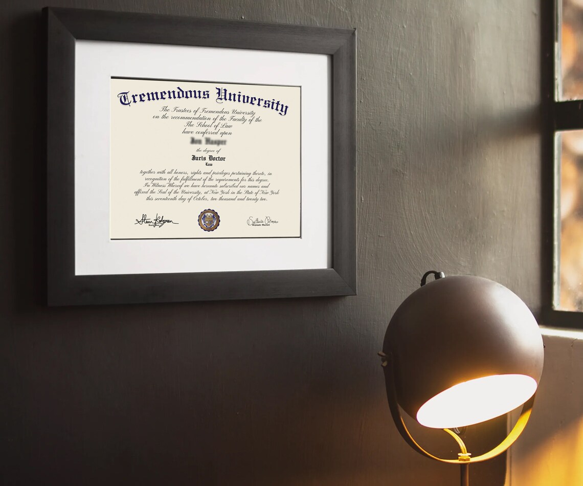 Custom Fake Diploma Framed Custom Replica Law School - Etsy