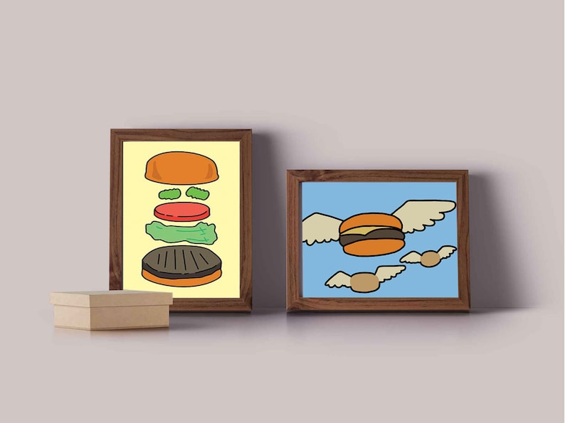Bob's Burgers Art - Flying Burgers Poster - Framed Art Print - Flying ...