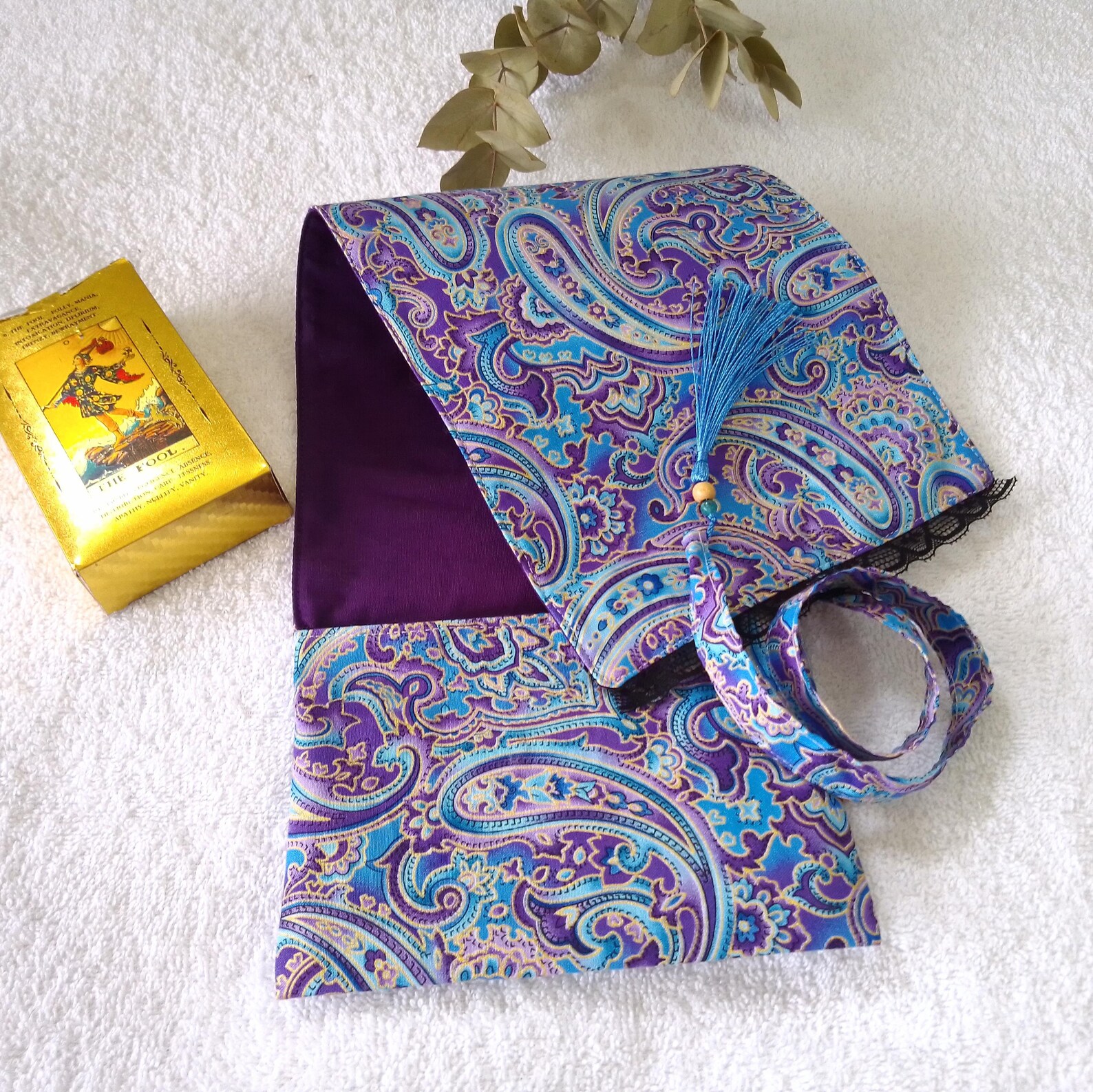 Purple Paisley Tarot Oracle 6 Card Reading Cloth Wrap,tarot Wrap,oracle ...
