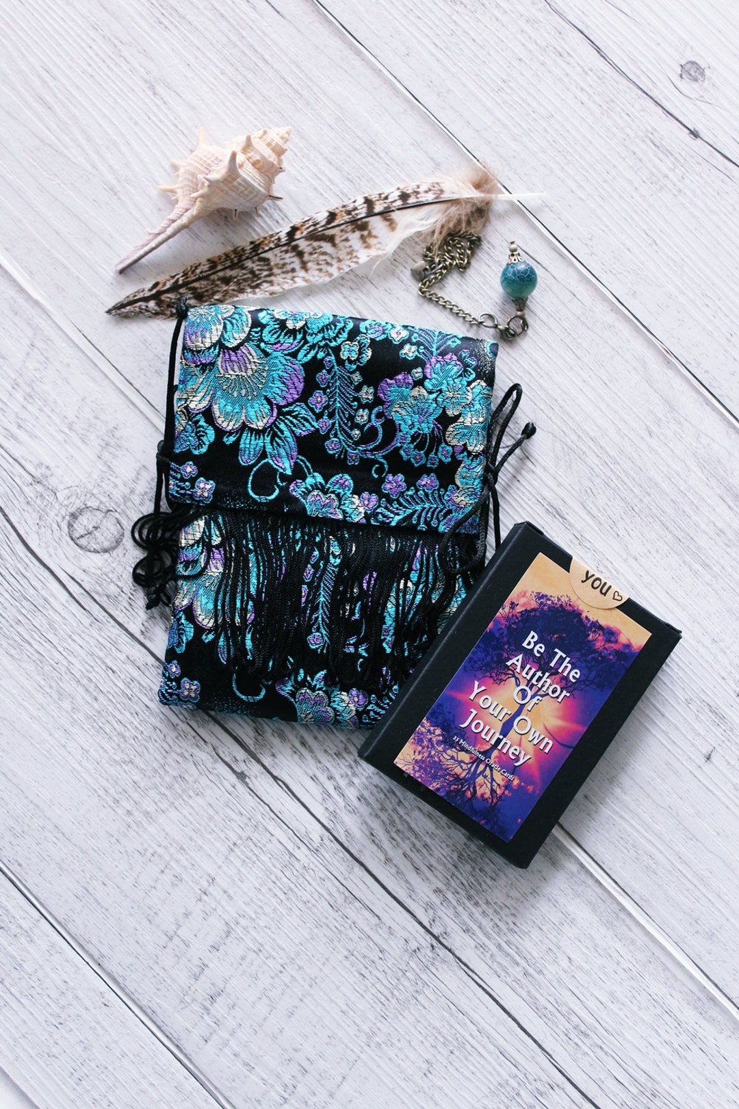 Handmade Tarot Bag: Floral Satin Oracle Card Pouch With Fringe - Etsy