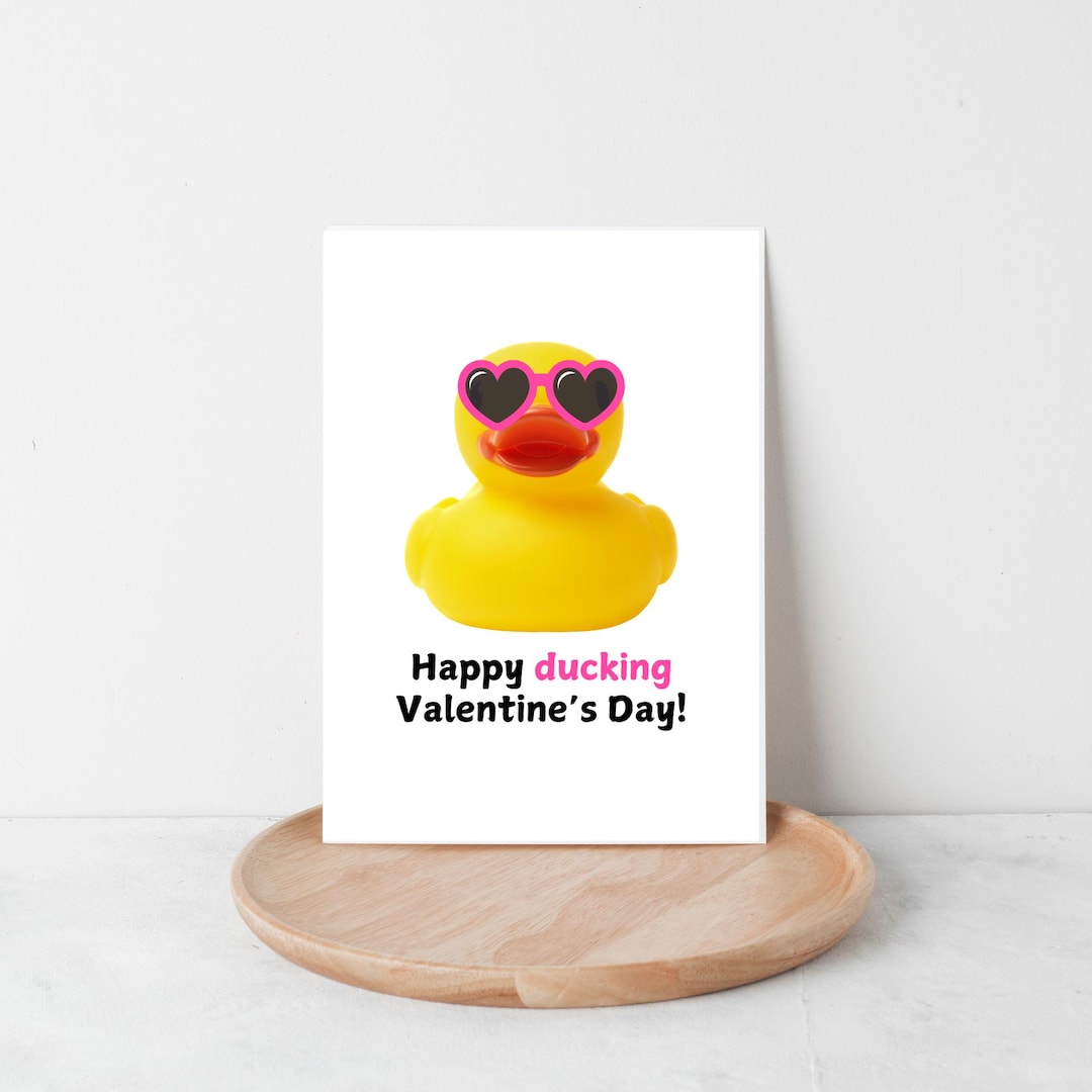 Valentines Day Card, Duck Valentine, Duck Valentine Card, Printable ...
