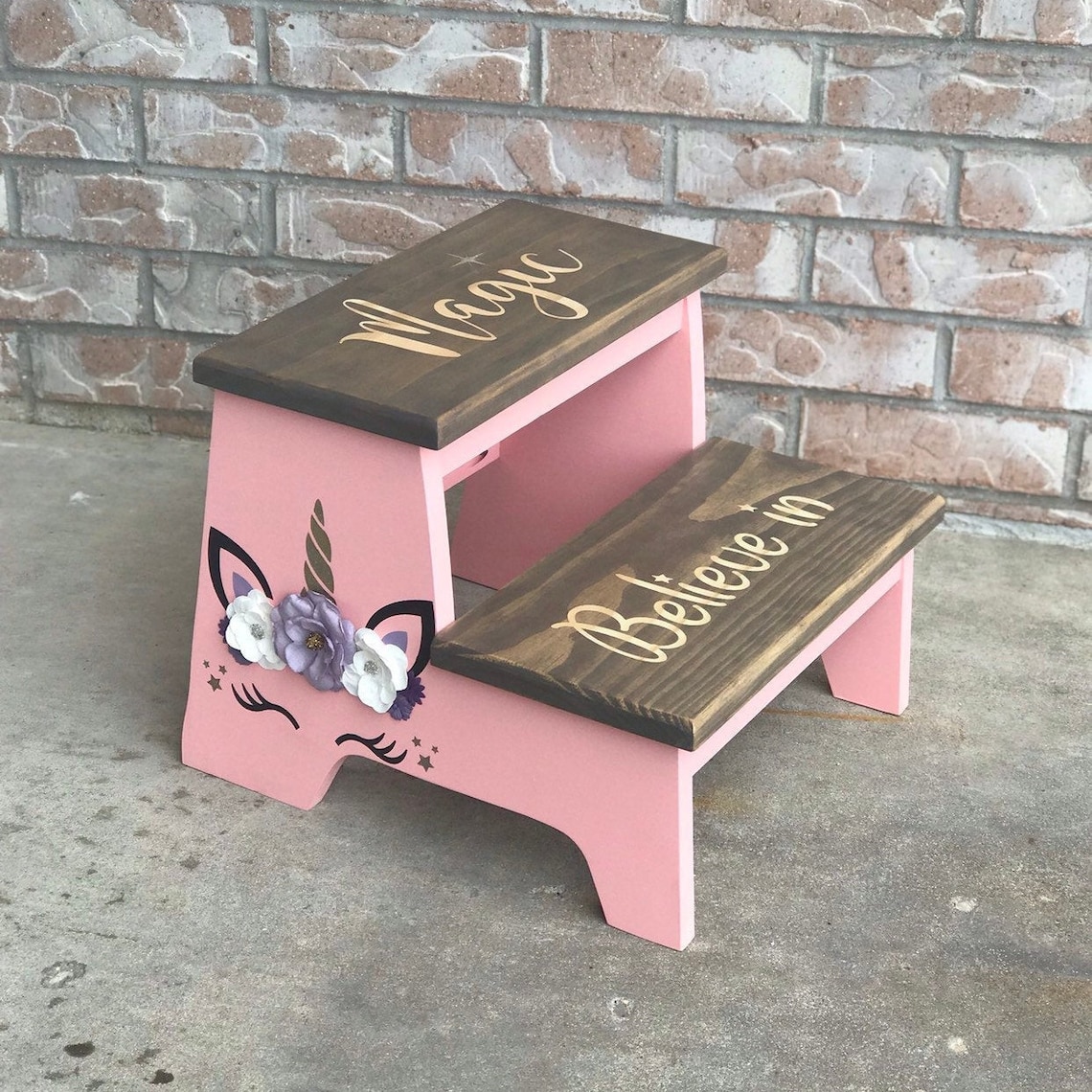 Hand-painted Unicorn Step Stool: Girly Bathroom Decor, Girls Room - Etsy