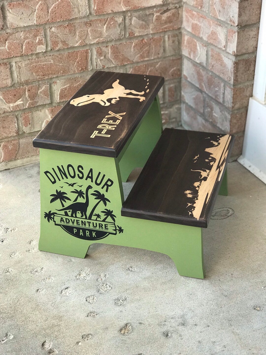 Hand Painted Dinosaur Step Stool: Kids Dino Decor - Etsy