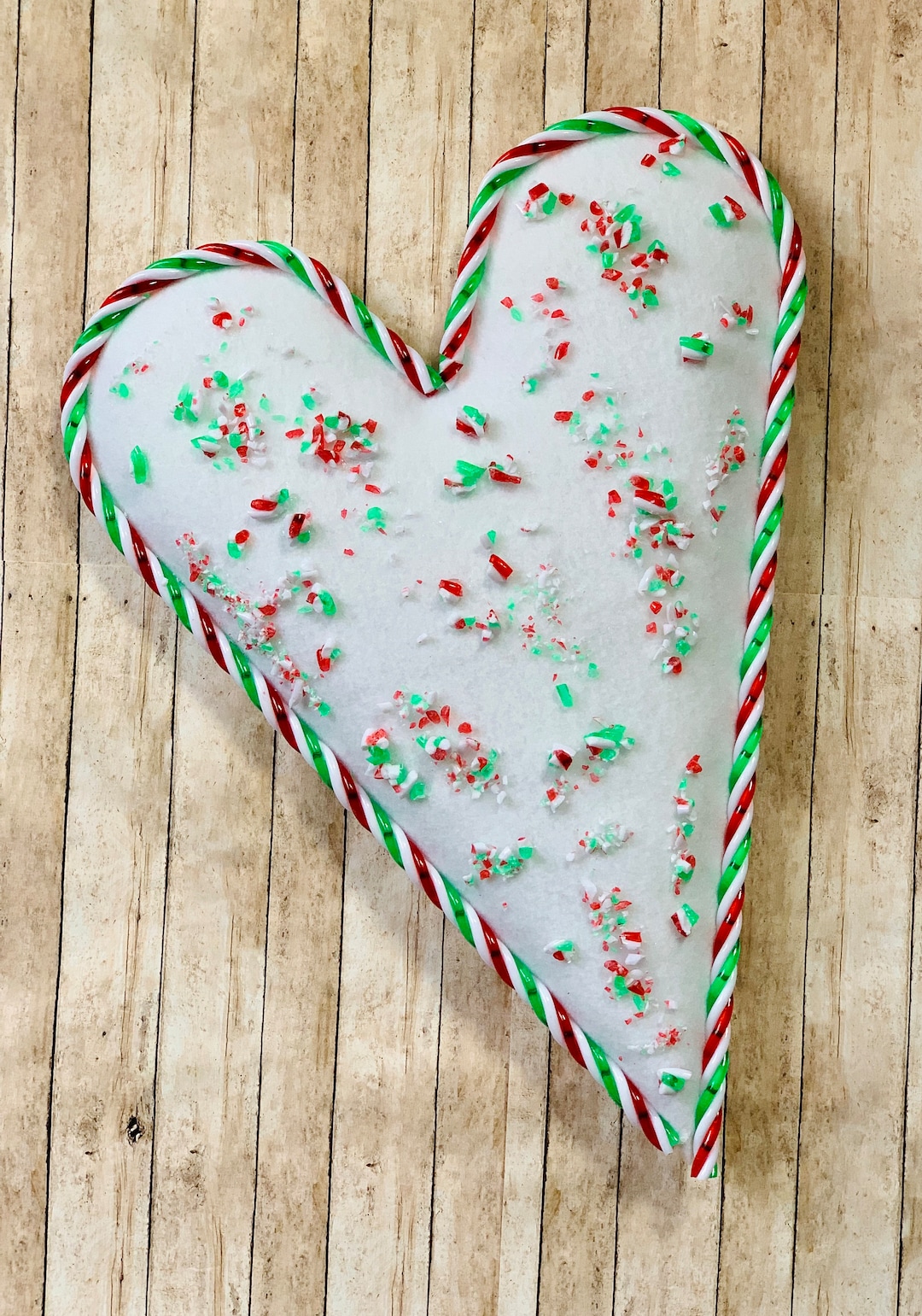 Peppermint Heart Wreath Attachment Christmas Heart Christmas - Etsy