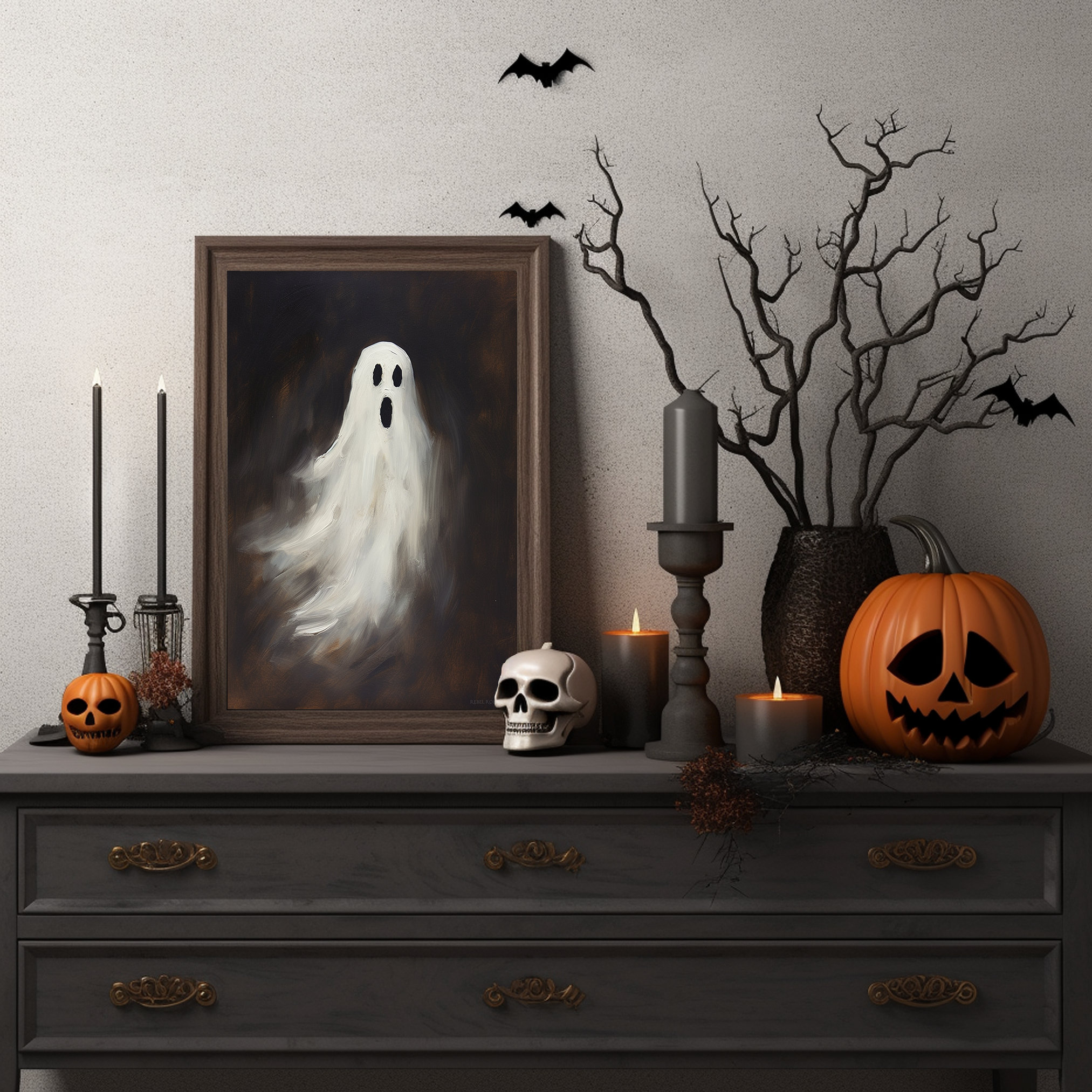 Fright Night PRINTABLE by Rebel Robot Art | Ghost Painting, Haunted ...