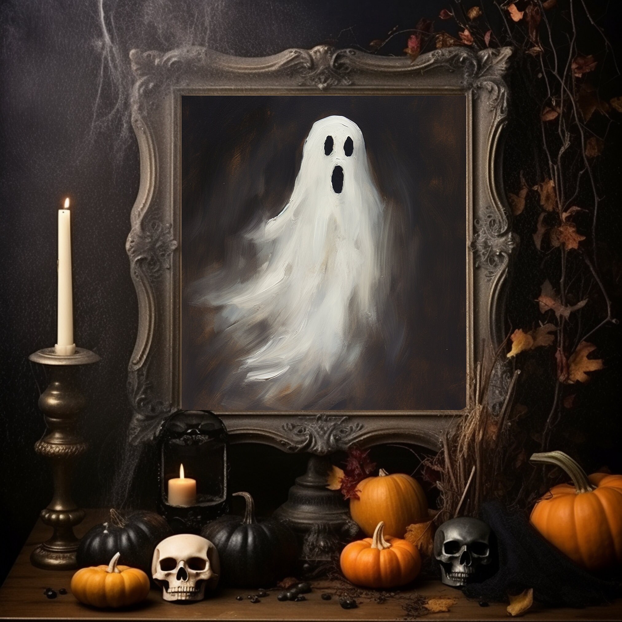 Fright Night PRINTABLE by Rebel Robot Art | Ghost Painting, Haunted ...