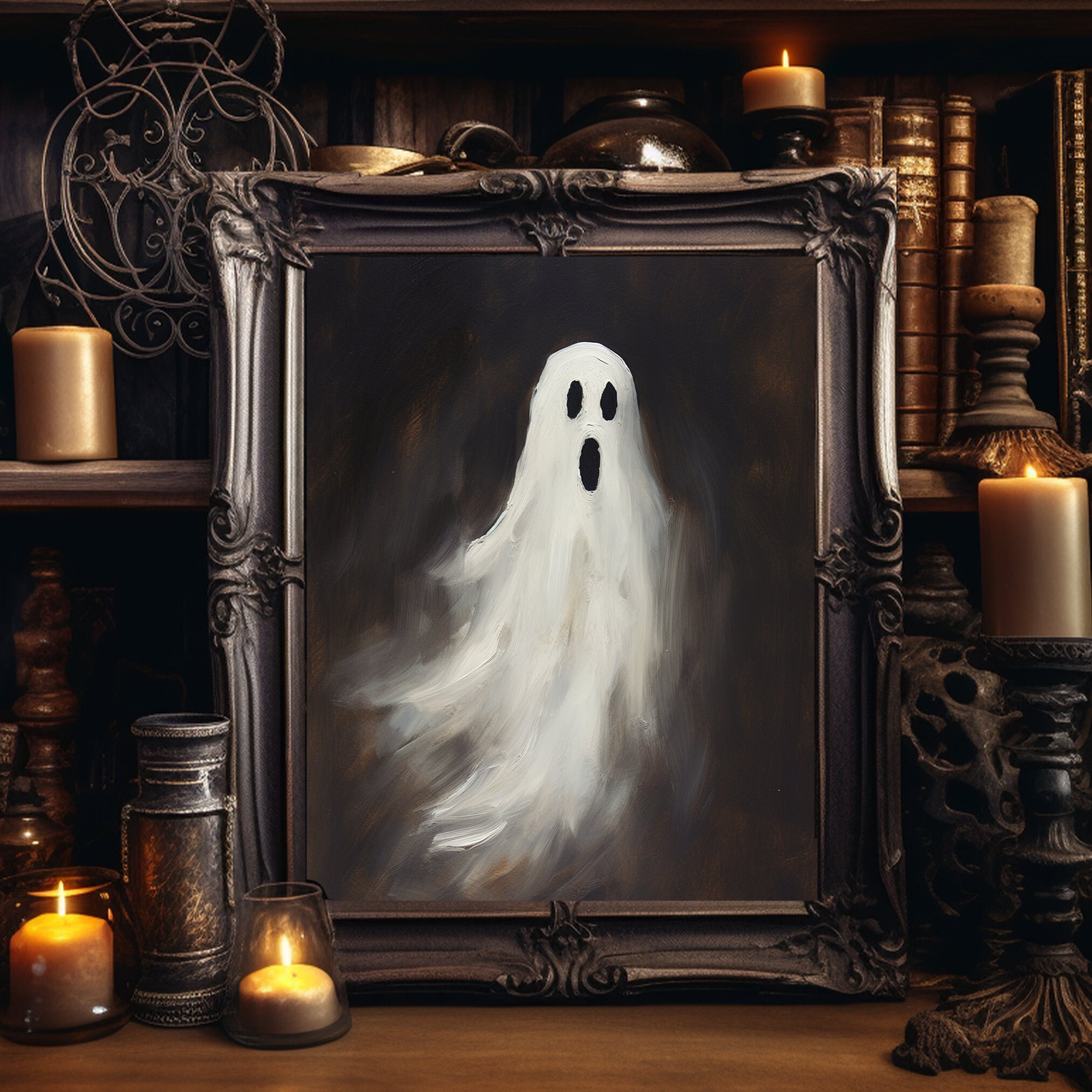Fright Night PRINTABLE by Rebel Robot Art | Ghost Painting, Haunted ...