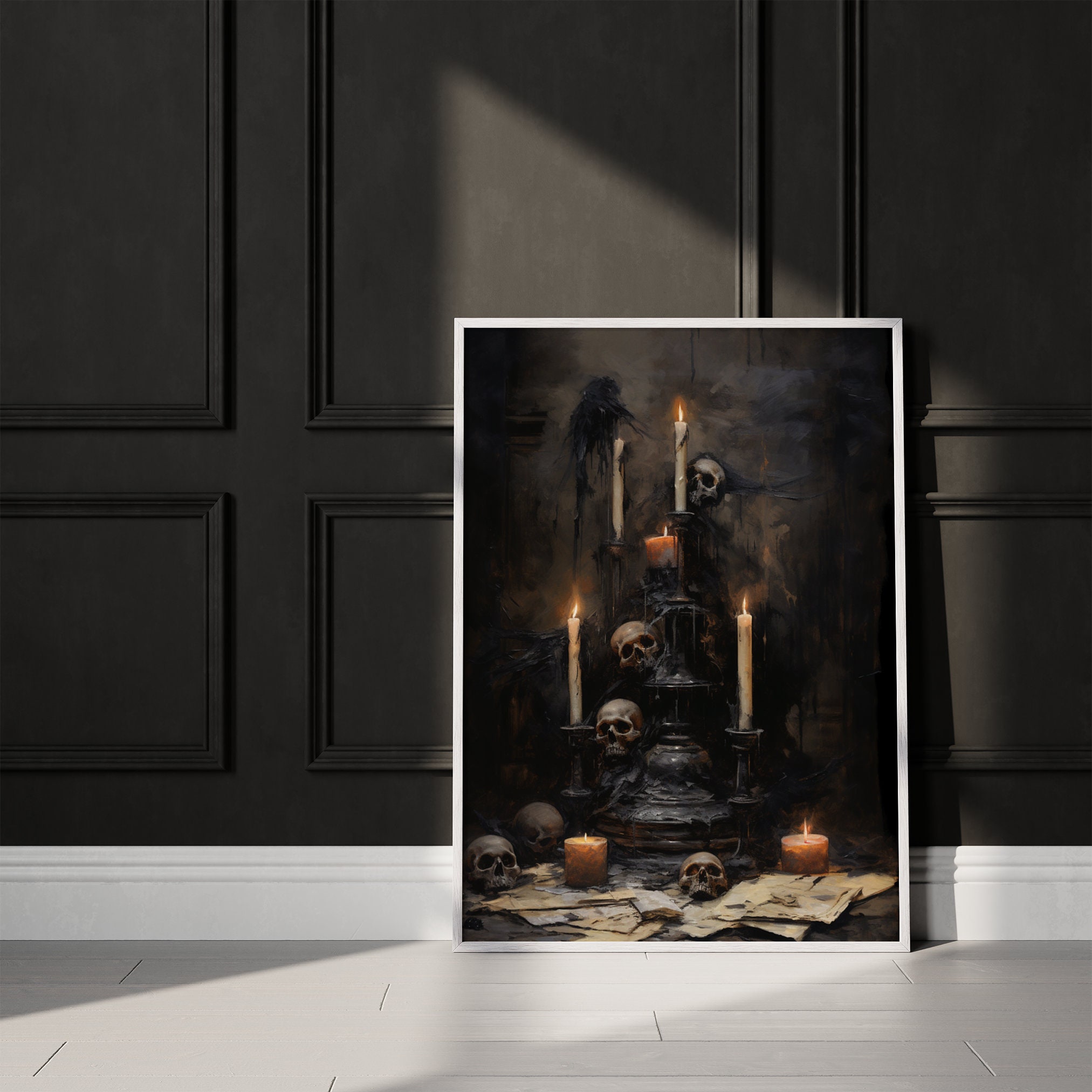 Dark Burn PRINTABLE Vintage Wall Art, Victorian Gothic Candles, Black ...