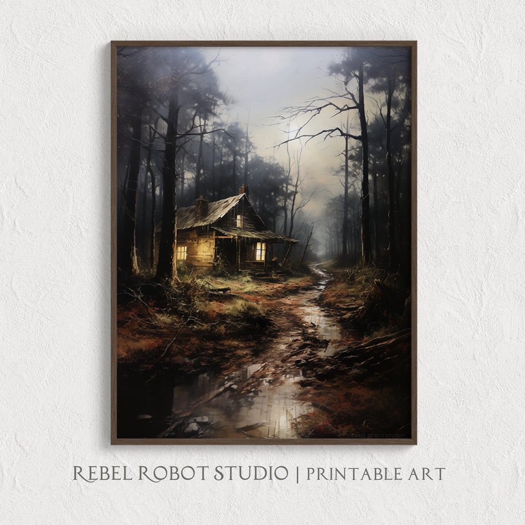 Lost Cabin PRINTABLE Wall Art, Moody Landscape, Witchcore, Enchanted ...