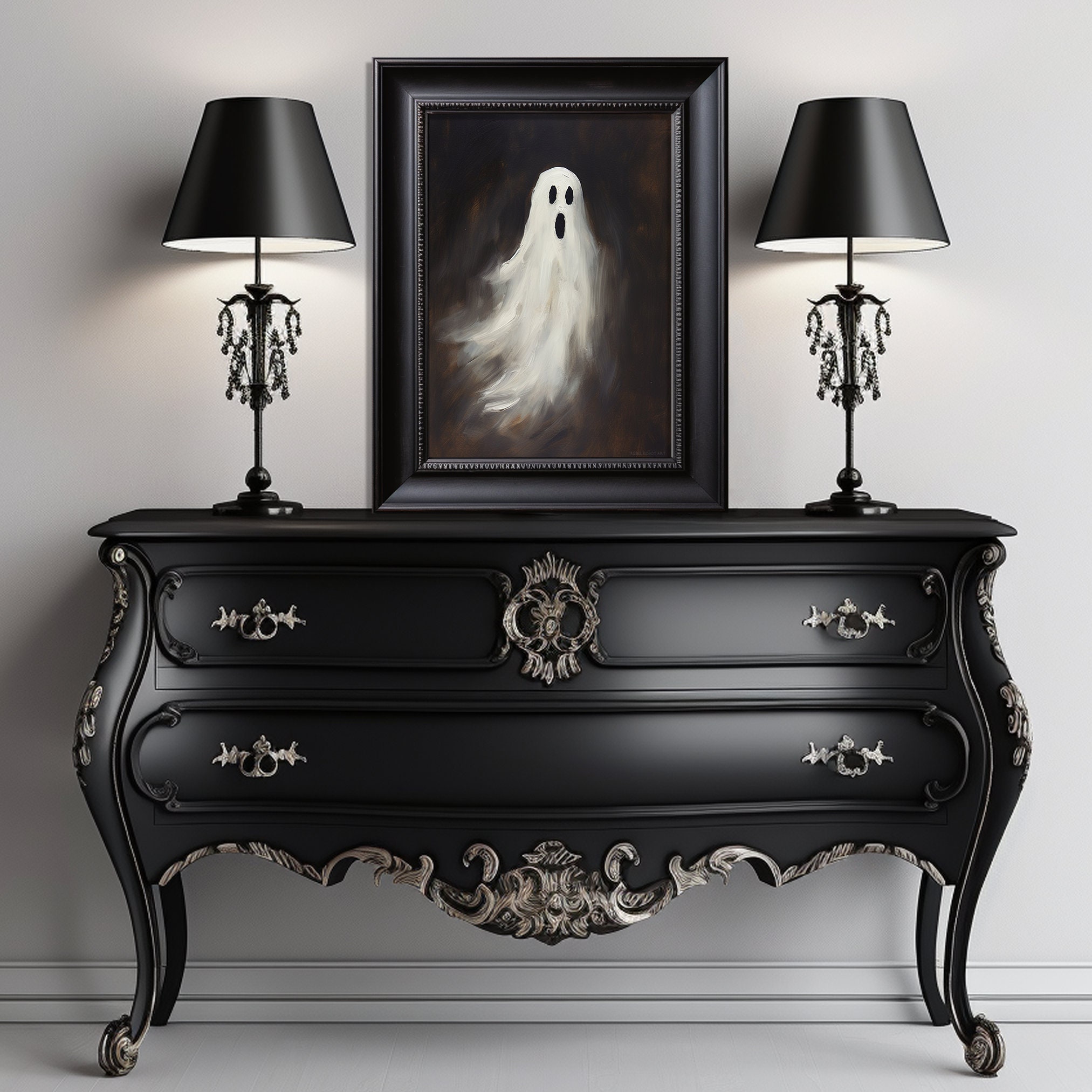 Fright Night PRINTABLE by Rebel Robot Art | Ghost Painting, Haunted ...