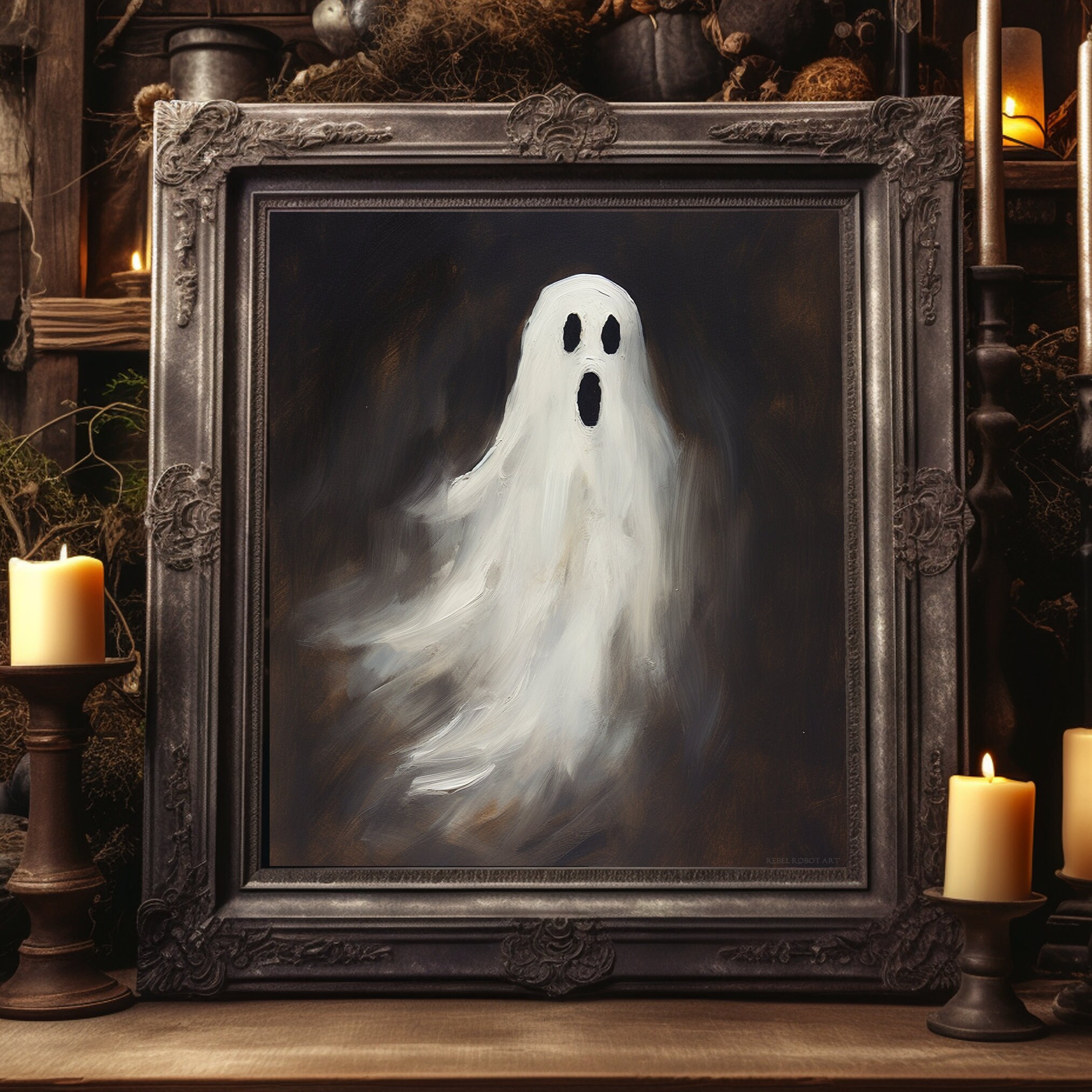 Fright Night PRINTABLE by Rebel Robot Art | Ghost Painting, Haunted ...