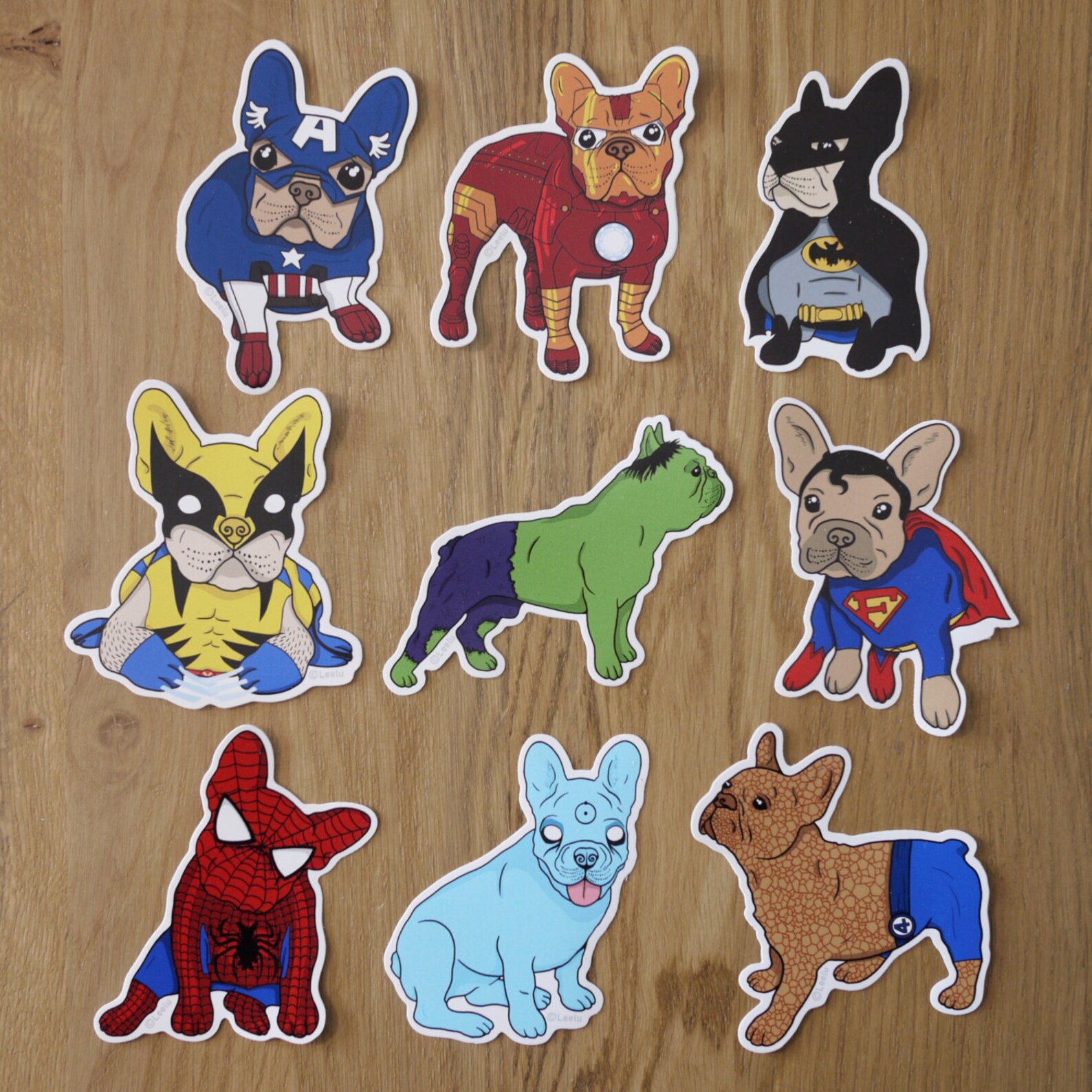 Frenchie Super Heroes Sticker Pack - Etsy