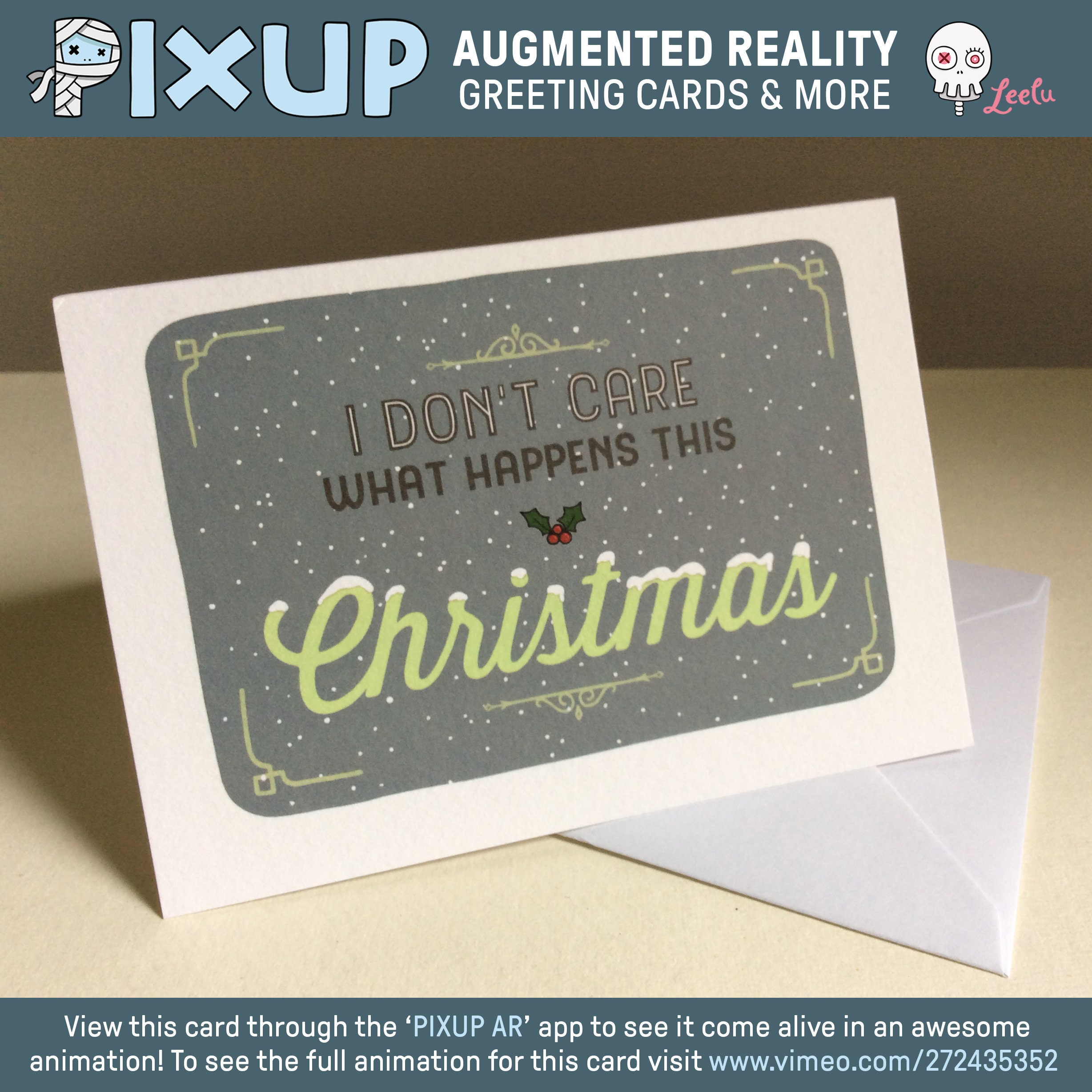 Augmented Reality Greeting Card: 'I Don't Care This Christmas' - Etsy