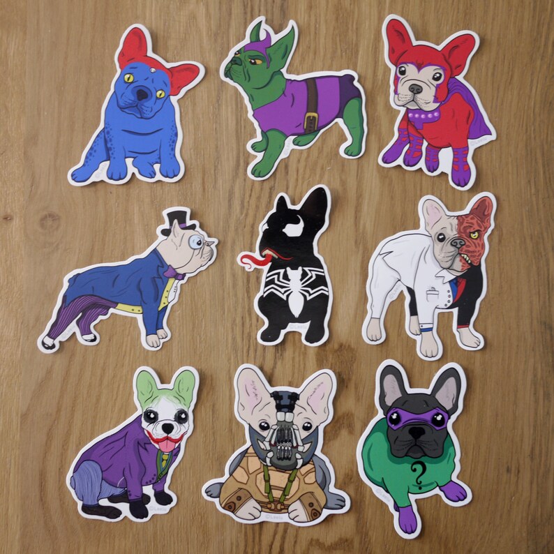 Frenchie Super Villains Sticker Pack - Etsy