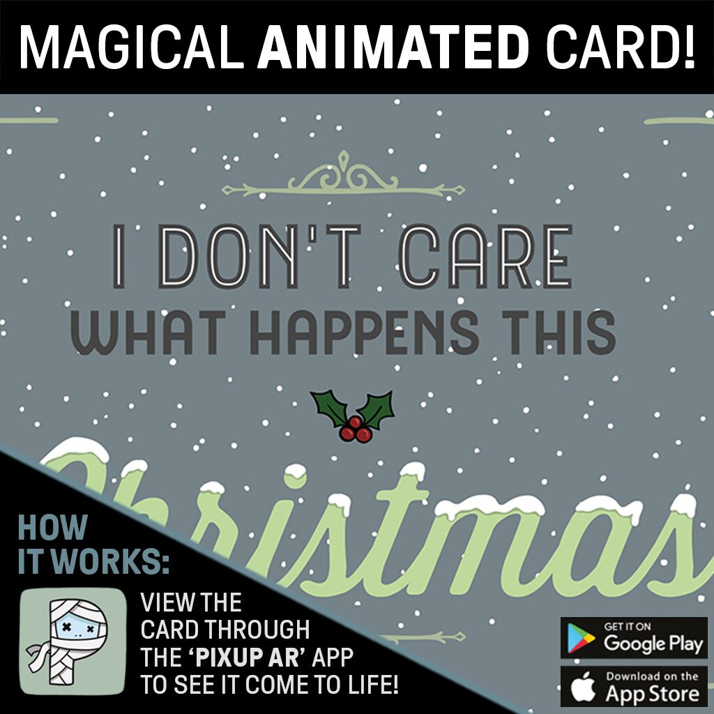 Augmented Reality Greeting Card: 'I Don't Care This Christmas' - Etsy
