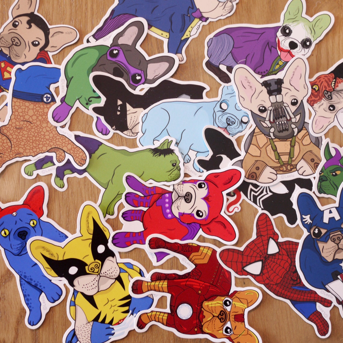 Frenchie Super Heroes Sticker Pack - Etsy
