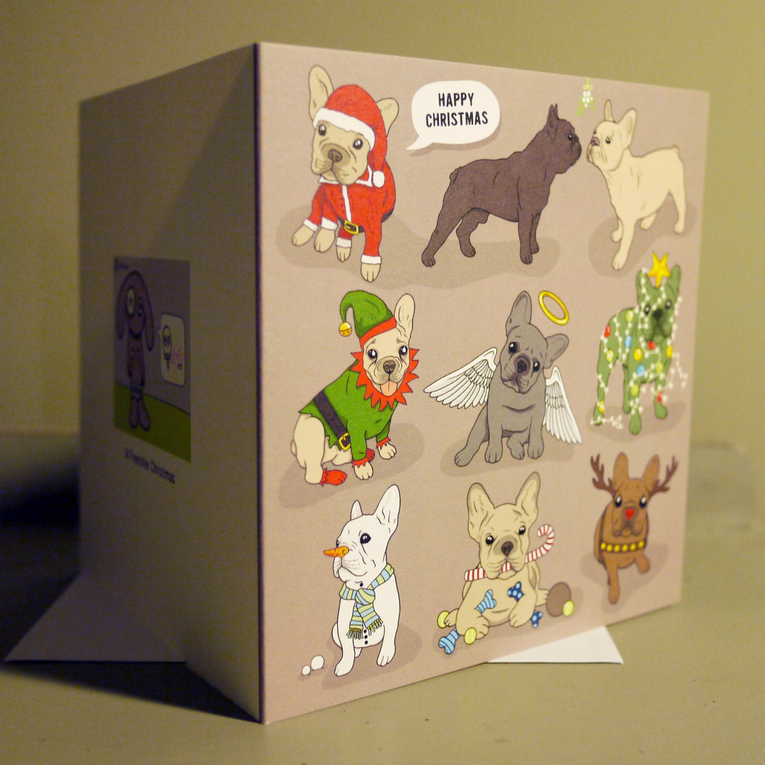 A Frenchie Christmas Card - Etsy